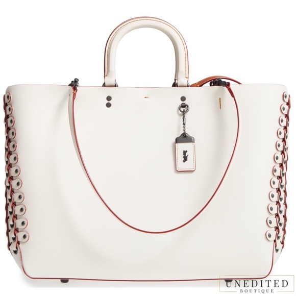 Coach | Bags | Coach Rogue Woven Grommet Leather Tote | Poshmark